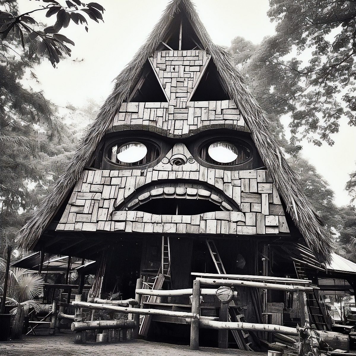 Tiki Hut With A-Frame Tiki Face – Wolf Blue™